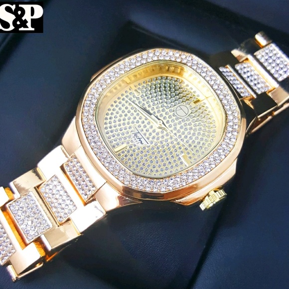 Accessories | Luxury Designer Style Bling Gold Finished Watch | Poshmark
