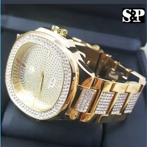 Accessories | Luxury Designer Style Bling Gold Finished Watch | Poshmark