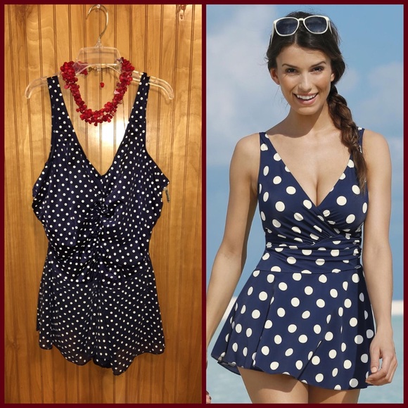 40 Off Le Cove Other 🆕retro Style Polka Dot Swim Suit Sz 28 From