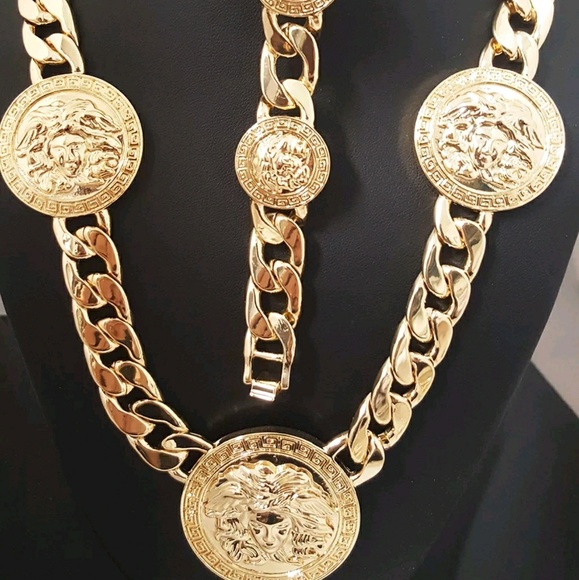 Accessories | Medusa Head Cuban Chain Necklace Bracelet Set | Poshmark
