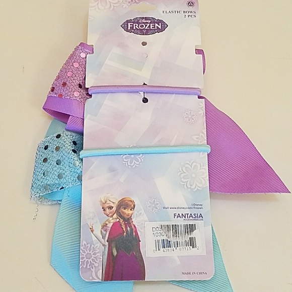 Disney | Accessories | Nwt Disney 2 Hair Bows Elastic Frozen Anna Elsa ...