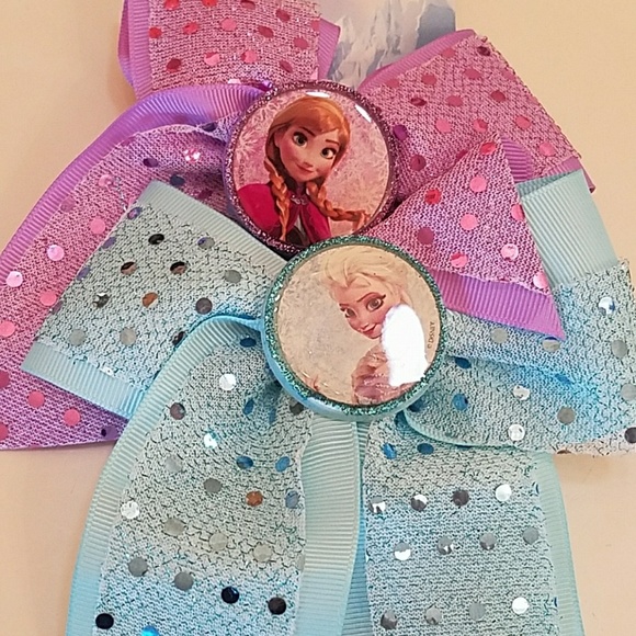 Disney | Accessories | Nwt Disney 2 Hair Bows Elastic Frozen Anna Elsa ...