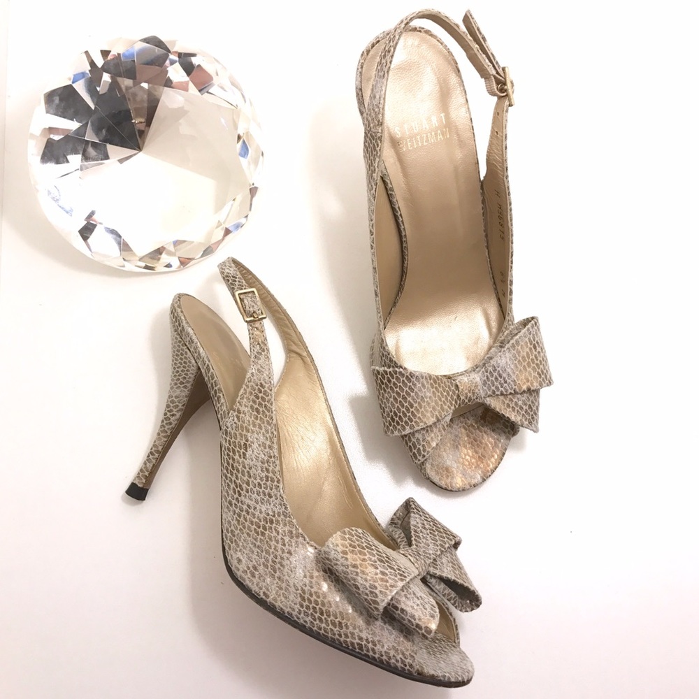 Stuart Weitzman Jumbo Slingbacks Peep Toe Heels Gem