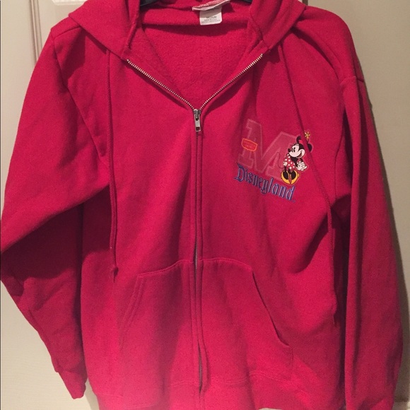 Disney | Jackets & Coats | Vintage Disney Disneyland Red Hooded Zipup ...