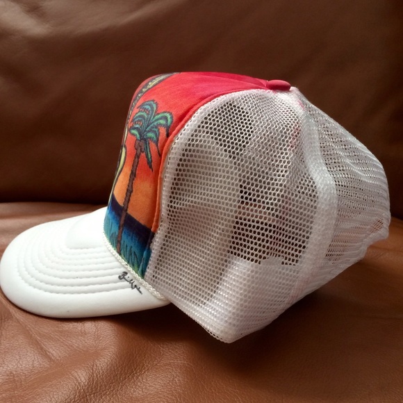 Accessories | Shark Teeth Jawbone Beach Scene Sunset Mesh Cap | Poshmark