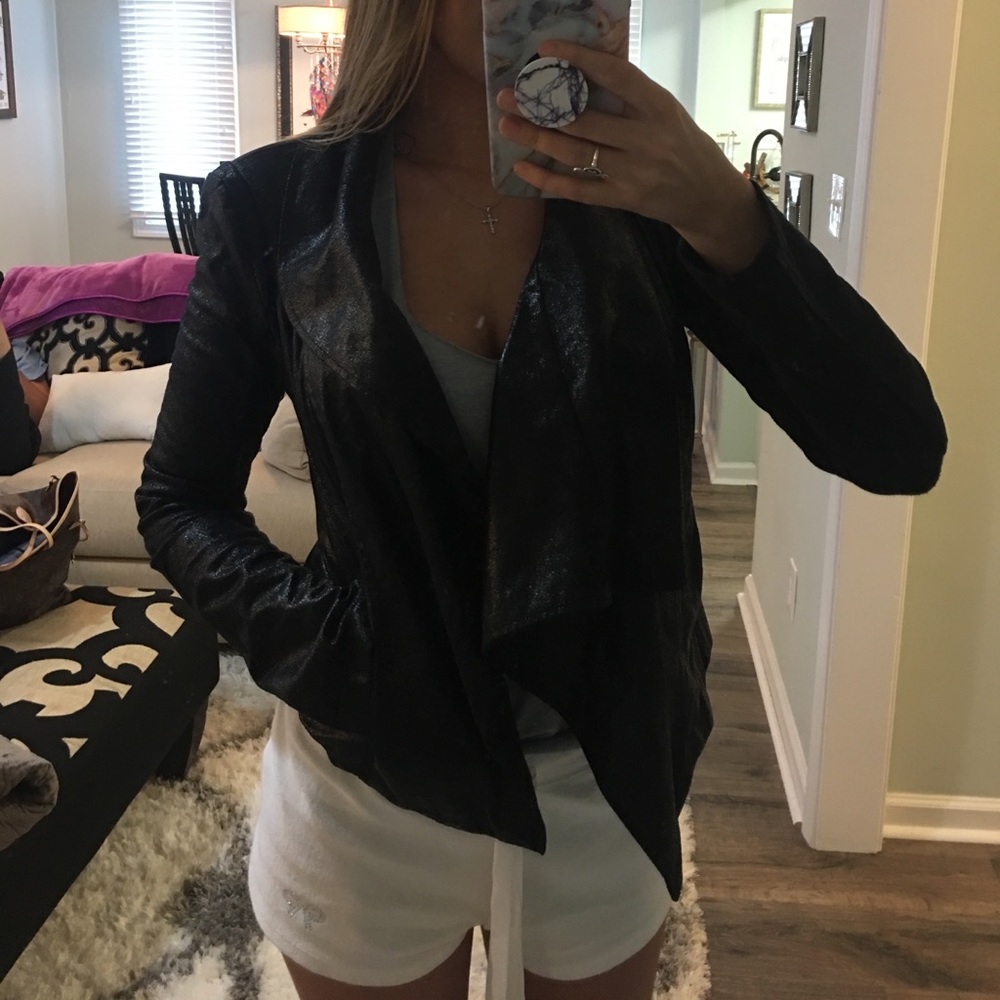 Bebe Metallic Suede/Leather Jacket - Gem