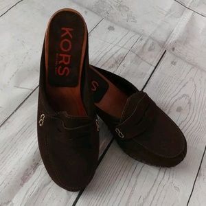 Michael Kors | Shoes | Michael Kors Suede Leather Clog Shoe Wood Studs ...