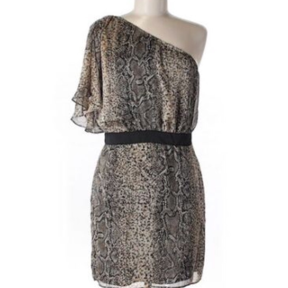 Plastic Island One Shoulder Snake Skin Dress, Med - Gem