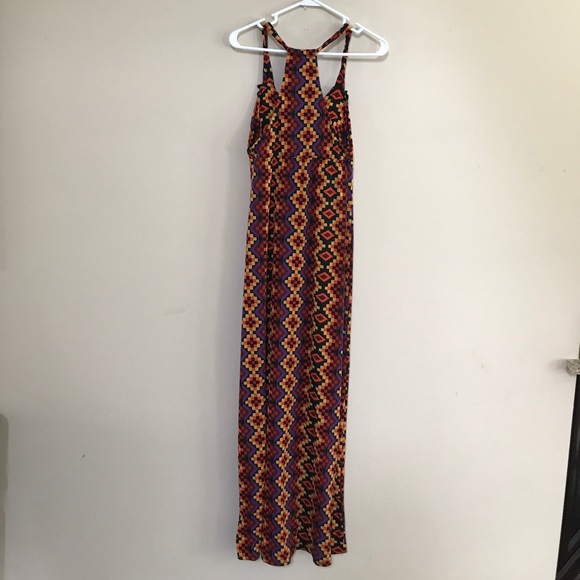 degrees | Dresses | Multi Colored Maxi Dress With Crotchet Neck | Poshmark