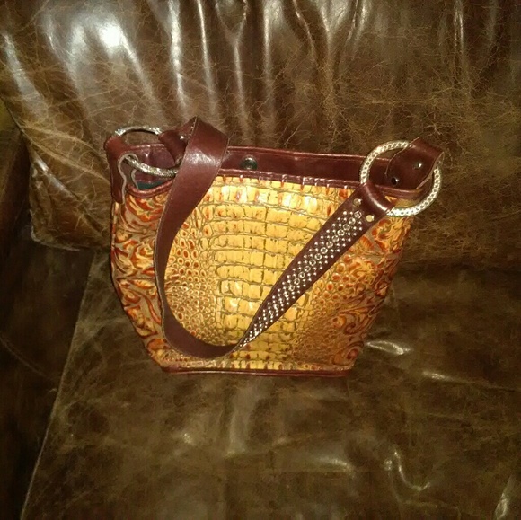 Raviani | Bags | Leather Swarovski Crystals Cross Handbag Hobo Bag ...