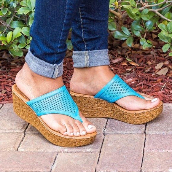 SunnyMia | Shoes | Aqua Mesh Thong Wedge Sandals | Poshmark