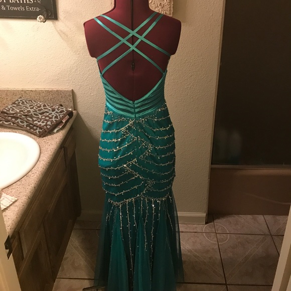 Dresses | Full Length Turquoiseteal Sequin Prom Dress | Poshmark