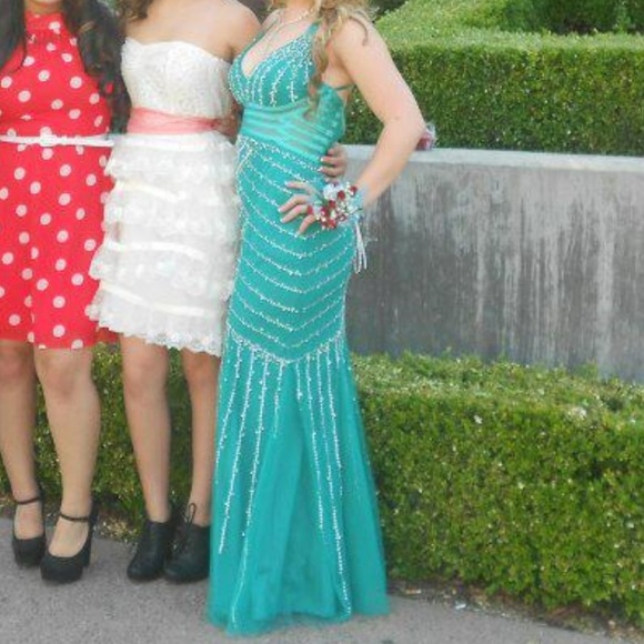Dresses | Full Length Turquoiseteal Sequin Prom Dress | Poshmark