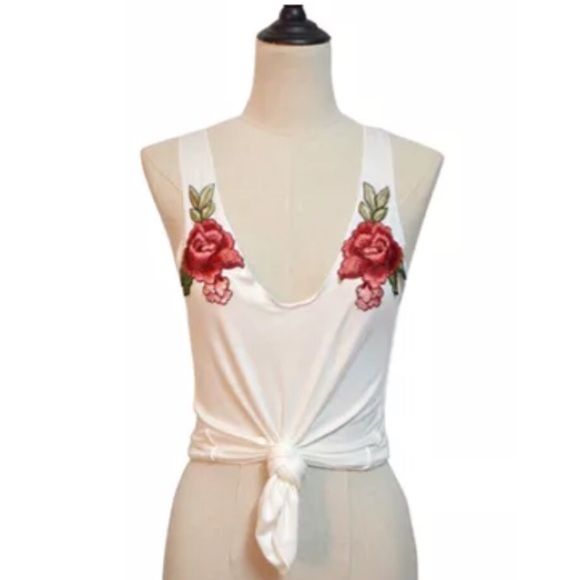 Tops | New Rose Embroidered Tank Top | Poshmark