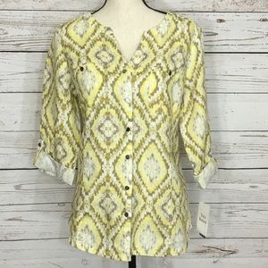 JM Collection | Tops | Jm Collection Linen Button Front 34 Sleeve ...