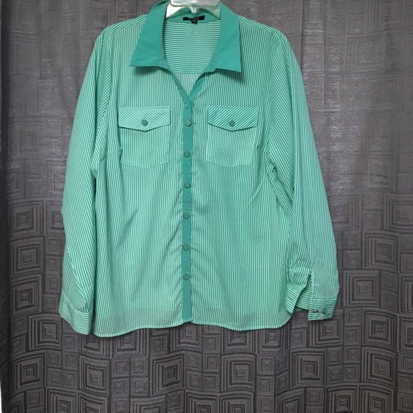 Elementz | Tops | Elementz Green And White Stripes Button Down Shirt ...