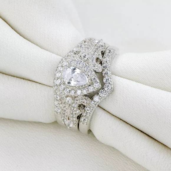 Jewelry | Real 925 Silver Engagement Ring Wedding Band Set | Poshmark