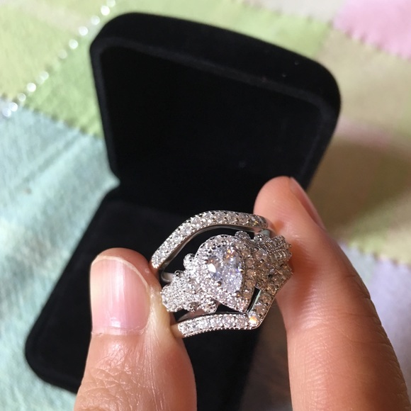 Jewelry | Real 925 Silver Engagement Ring Wedding Band Set | Poshmark