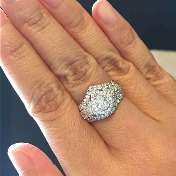 Jewelry | Real 925 Silver Engagement Ring Wedding Band Set | Poshmark