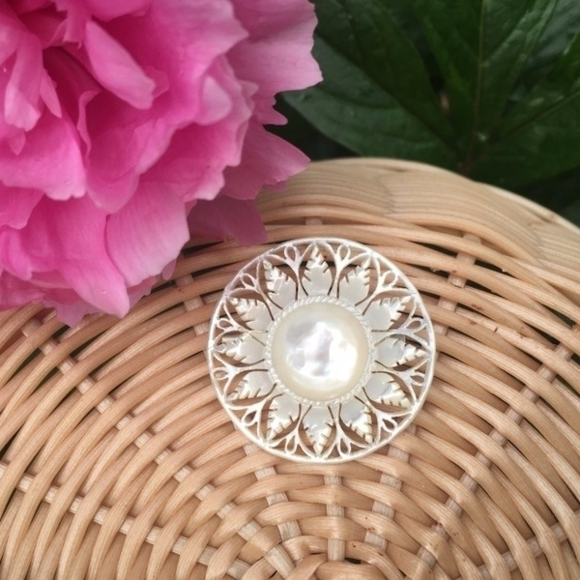 Accessories | Pearl Color Carved Vintage Pin Rare | Poshmark