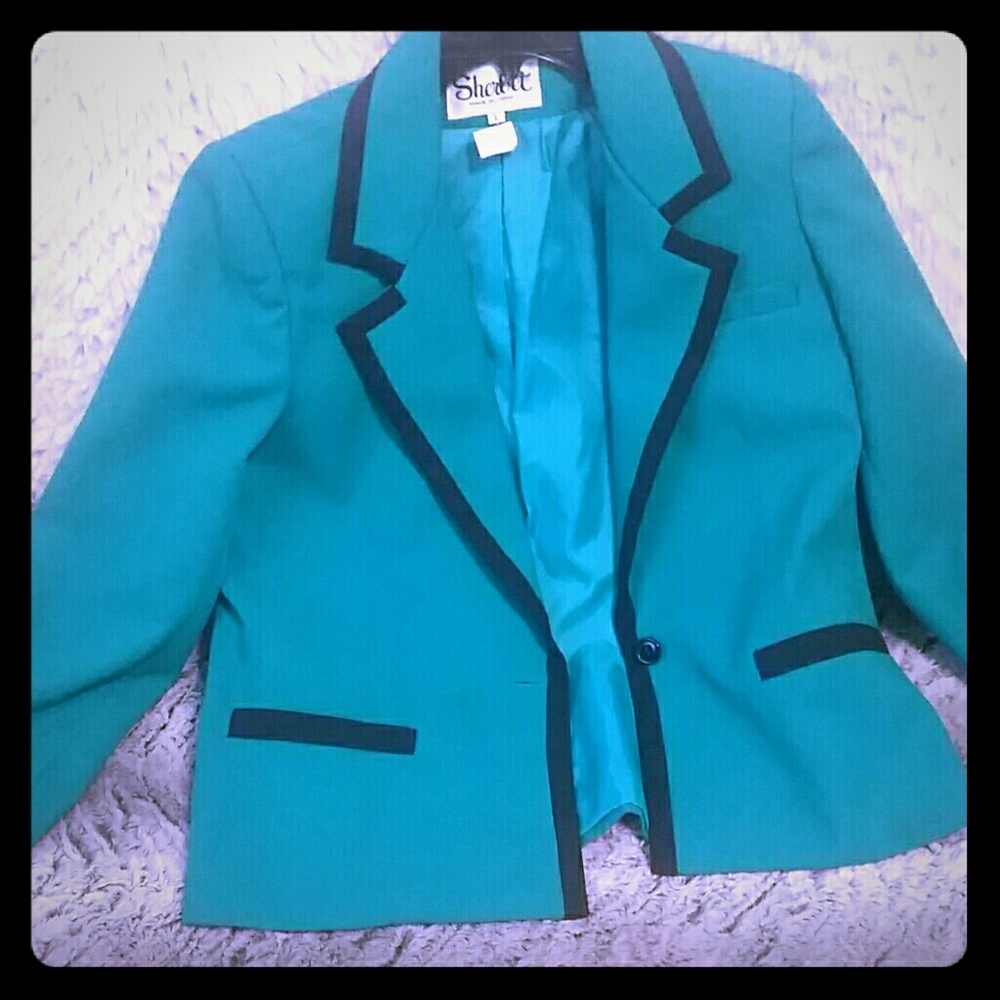 Green Suit Jacket With Black Piping - Gem