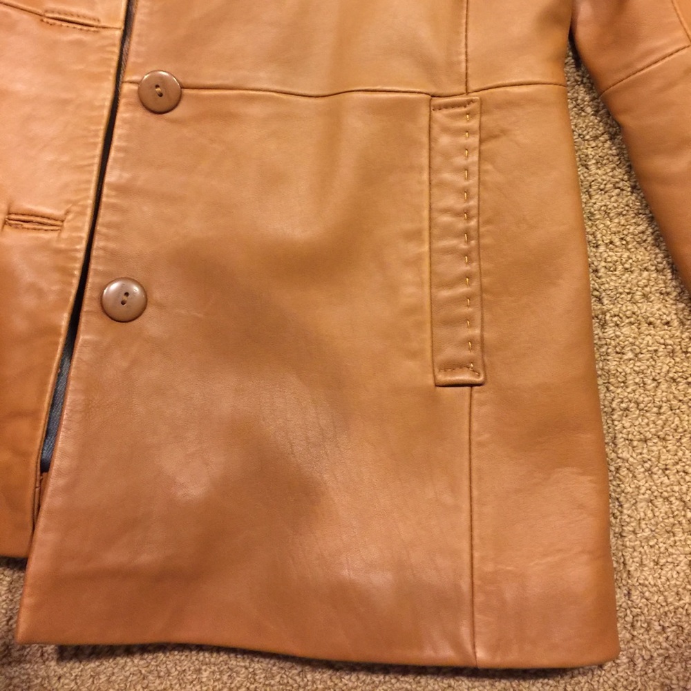 Calf Skin Leather Jacket Stitch Detail - Gem