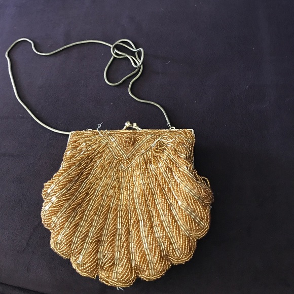 Bags | Vintage Hand Beaded Gold Shell Evening Bag | Poshmark