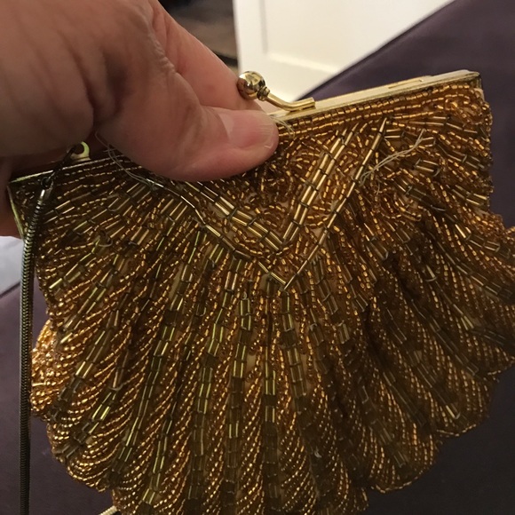 Bags | Vintage Hand Beaded Gold Shell Evening Bag | Poshmark