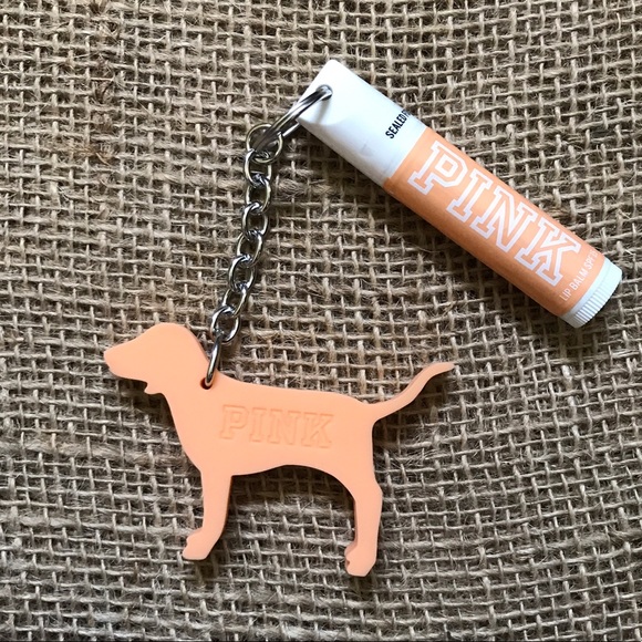 PINK Victoria's Secret | Makeup | Vs Pink Spf 5 Lip Balm Dog Keychain ...