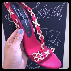Beverly Feldman | Shoes | Beverly Feldman Rhinestone Red Stiletto Heels ...