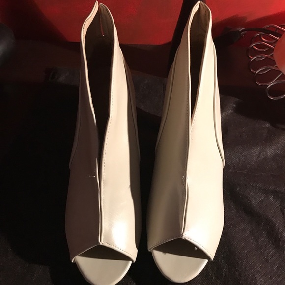 Shoes | New Genuine Leather Open Toe Booties Bone Color 39 | Poshmark