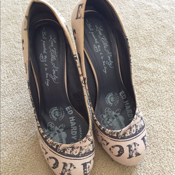 Ed Hardy | Shoes | Ed Hardy Mato Beige Pumps | Poshmark