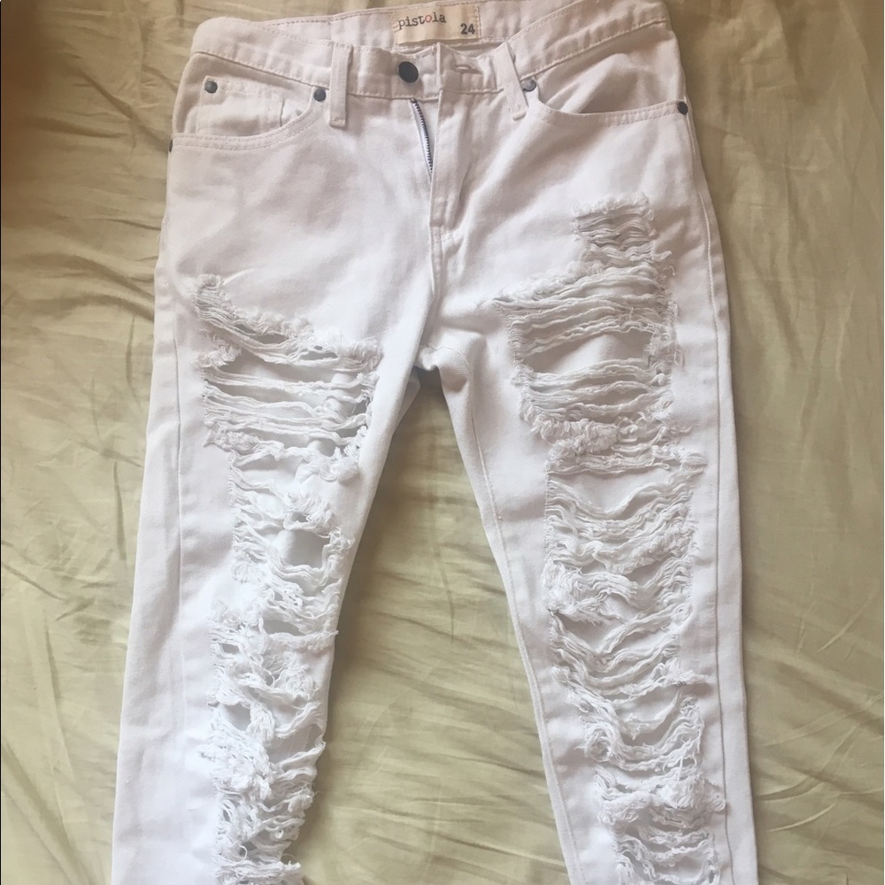 Pistola White Ripped Skinny Jeans - Gem