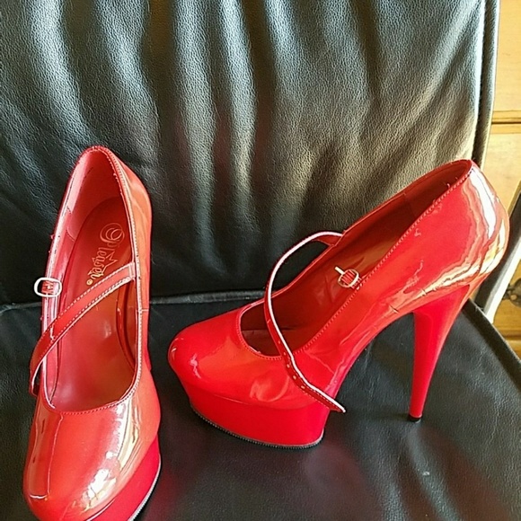 Pleaser | Shoes | Pleaser Red 6 Inch Size 9 Women Heels | Poshmark
