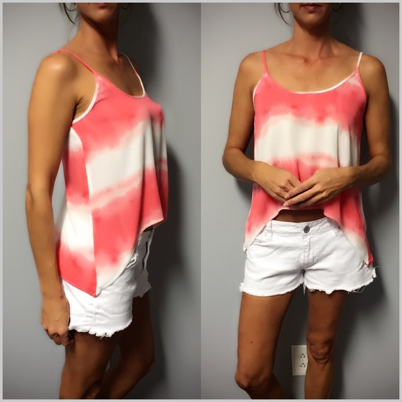 Rue21 | Tops | Coral White Dip Dyed Tank Top | Poshmark