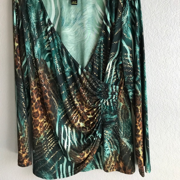 Cartise | Tops | Xl Cartise Top Ls Teal Brown | Poshmark