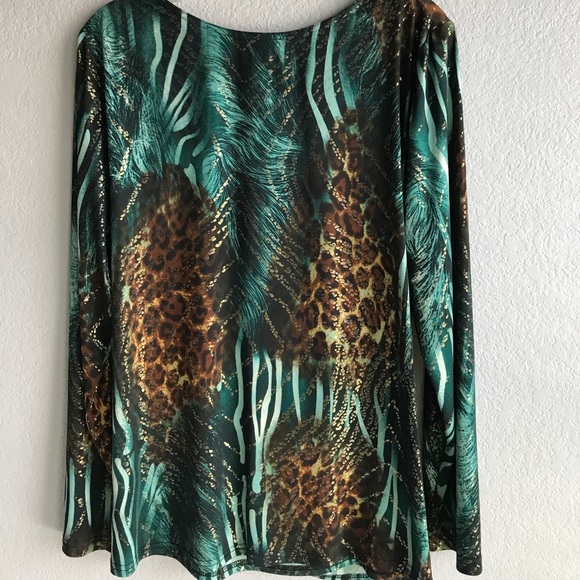 Cartise | Tops | Xl Cartise Top Ls Teal Brown | Poshmark
