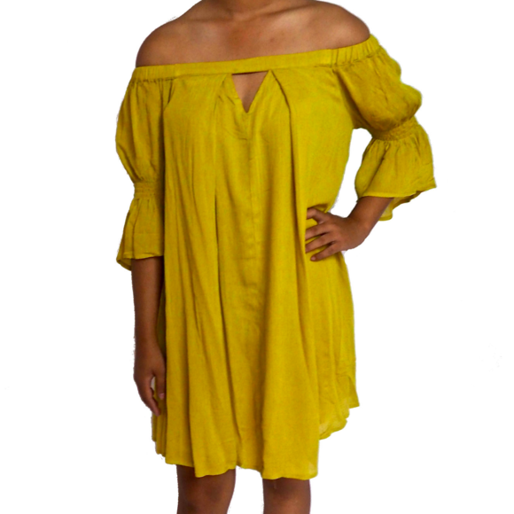 Boutique | Dresses | Yellow Off Shoulder Key Hole Dress | Poshmark