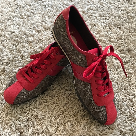 Coach | Shoes | New Coach Red Ivy Logo Tennis Shoes | Poshmark