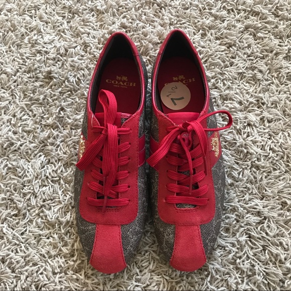 Coach | Shoes | New Coach Red Ivy Logo Tennis Shoes | Poshmark