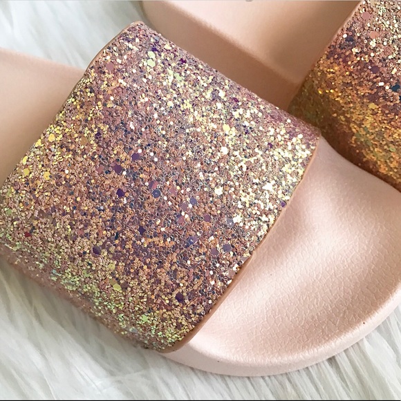 Shoes | Last Onediva Pink Sparkle Slides | Poshmark
