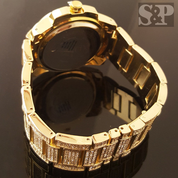 Accessories | Mens Gold Tone Iced Out Rapper Bling Luxury Watch | Poshmark
