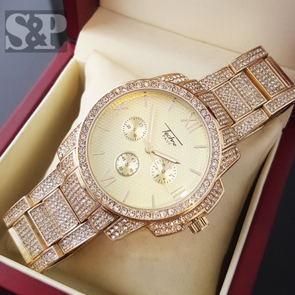 Accessories | Mens Gold Tone Iced Out Rapper Bling Luxury Watch | Poshmark