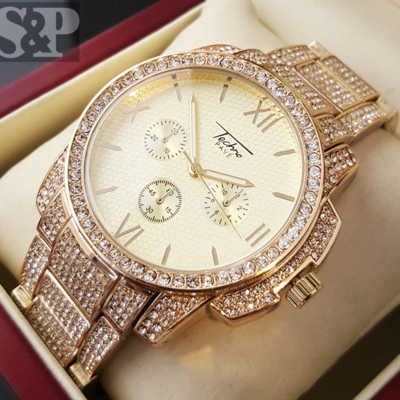 Accessories | Mens Gold Tone Iced Out Rapper Bling Luxury Watch | Poshmark