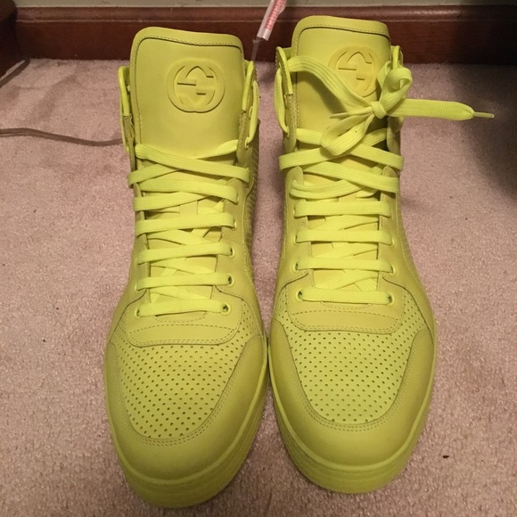 Gucci | Shoes | Brand New Yellow Gucci High Tops Size 2 | Poshmark