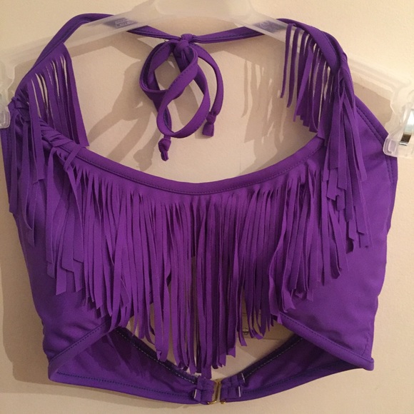 TopMelon Collection | Swim | Hp Purple Fringe Halter Bikini Top | Poshmark
