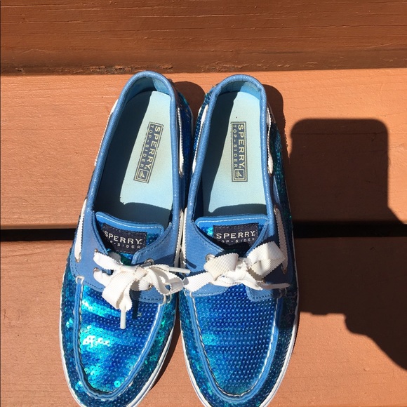Sperry | Shoes | Blue Sequin Sperry Top Sider Boat Shoes | Poshmark