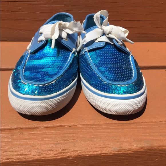 Sperry | Shoes | Blue Sequin Sperry Top Sider Boat Shoes | Poshmark