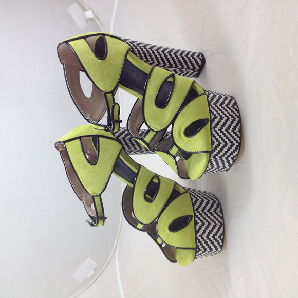 ASOS | Shoes | Asos Neon Green Funky Heels Platform Sandals 5 | Poshmark