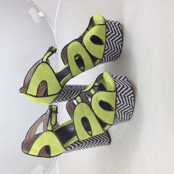 ASOS | Shoes | Asos Neon Green Funky Heels Platform Sandals 5 | Poshmark